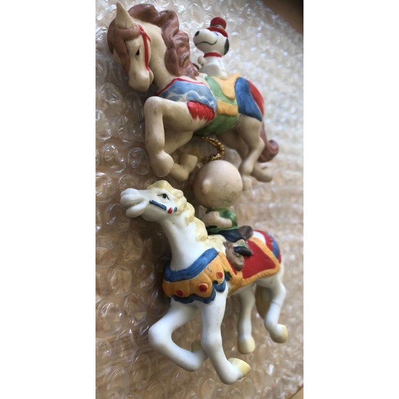 Peanuts | Holiday | 96s Peanuts Porcelain Carousel Horse Ornaments ...